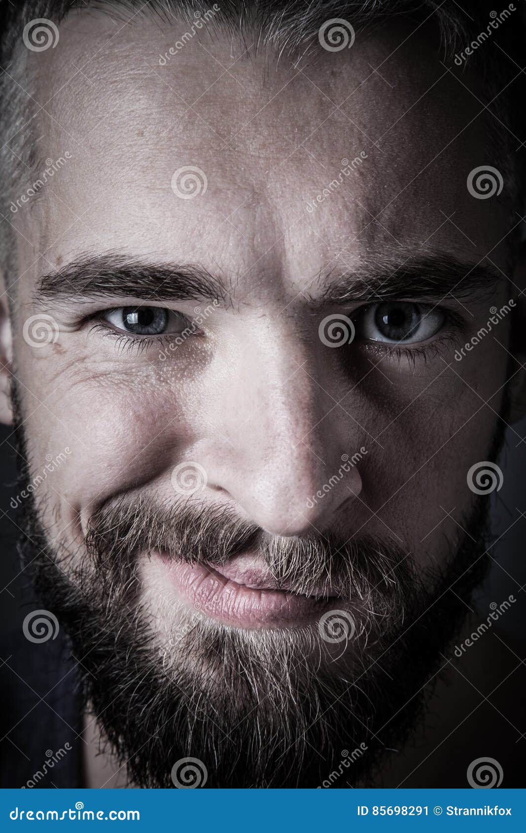 Portrait of a Young Man with a Beard. Toned Stock Image - Image of ...