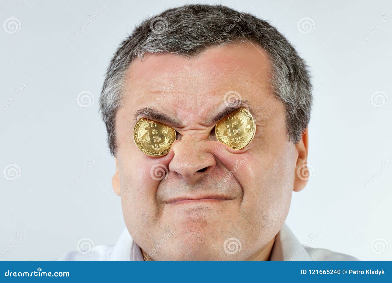 Portrait of a Young Man with Bitcoin. Stock Photo - Image of growth ...
