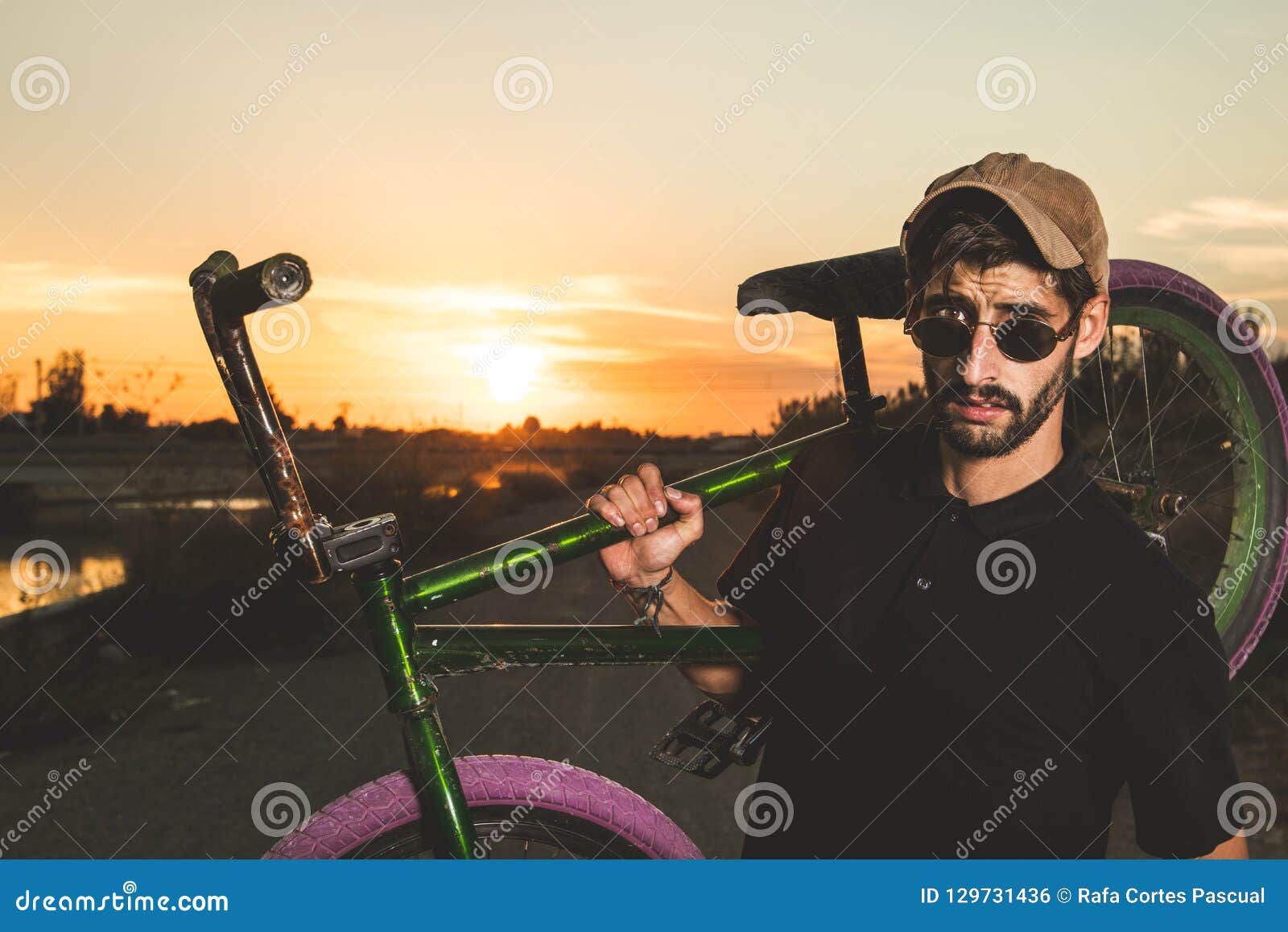 Portrait of a Young Man with a Bmx Bicycle Stock Photo - Image of park ...