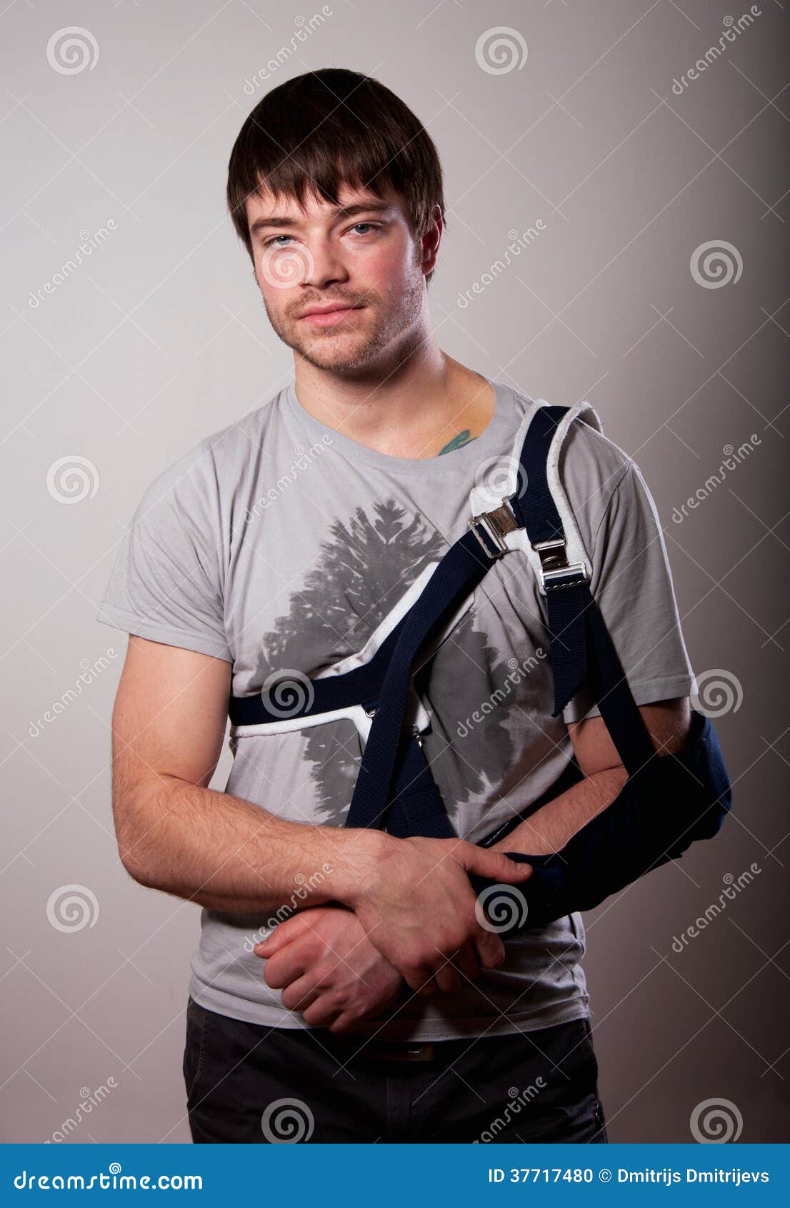 Portrait of Young Man with Broken Hand Stock Photo - Image of adult ...