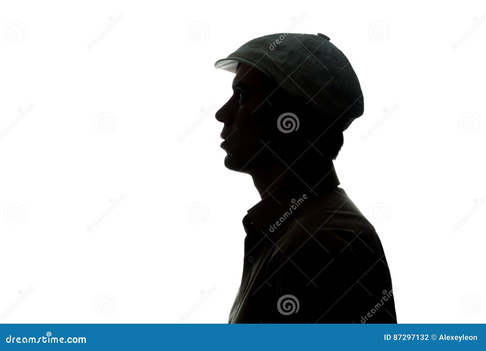 Portrait of a Young Man in Cap, Side View Stock Photo - Image of ...