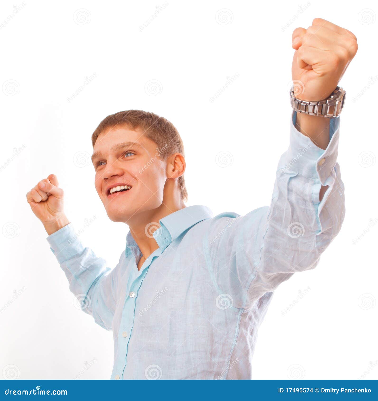 Portrait of Young Man Celebrating Stock Photo - Image of scream ...