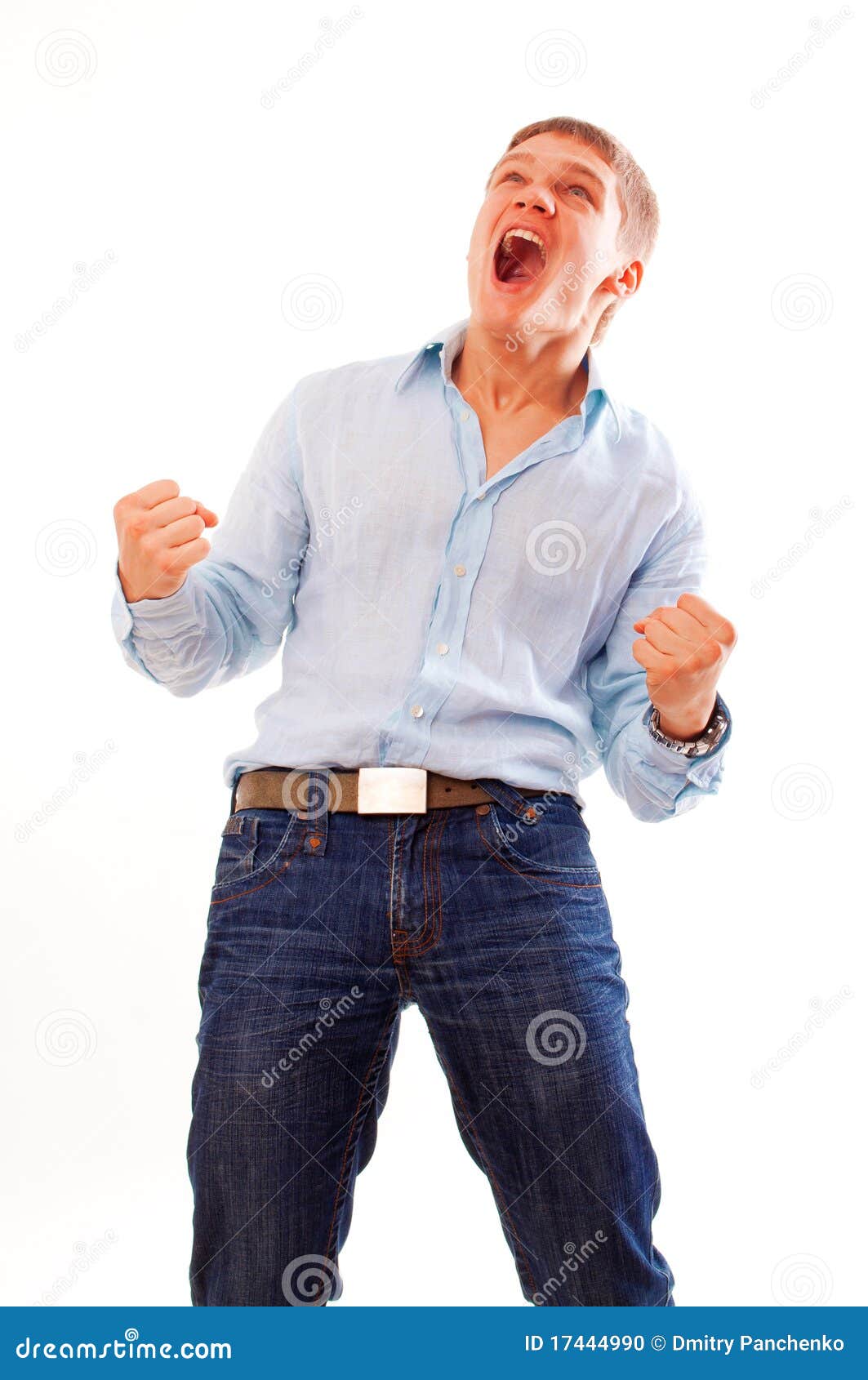 Portrait of Young Man Celebrating Success Stock Photo - Image of hooray ...