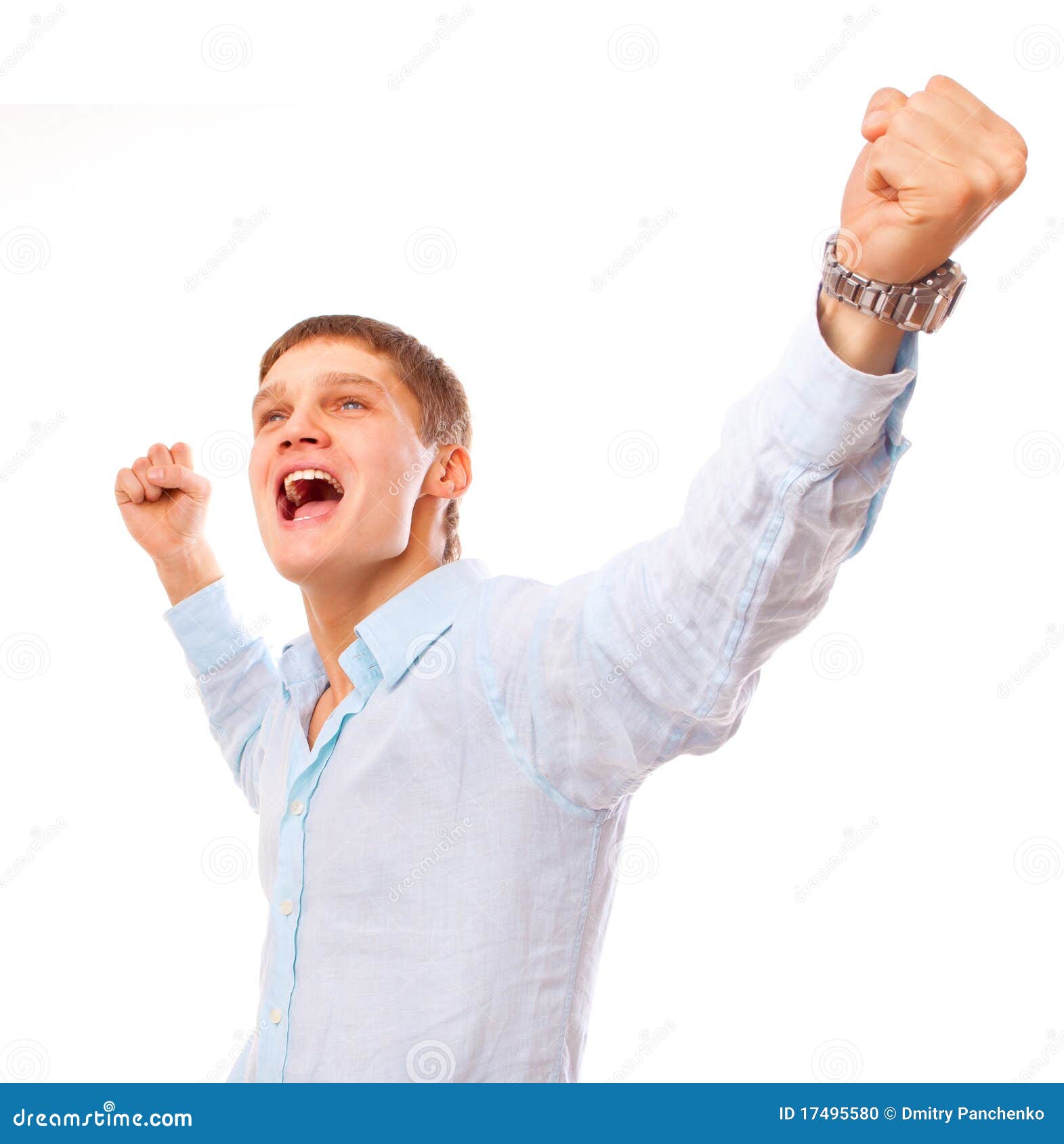 Portrait of Young Man Celebrating Success Stock Photo - Image of ...