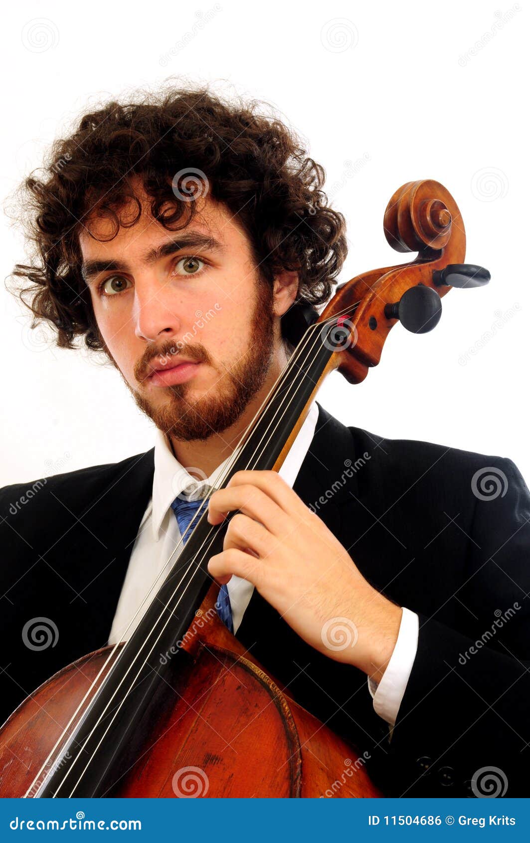 Portrait of Young Man with Cello Stock Photo - Image of occupation ...