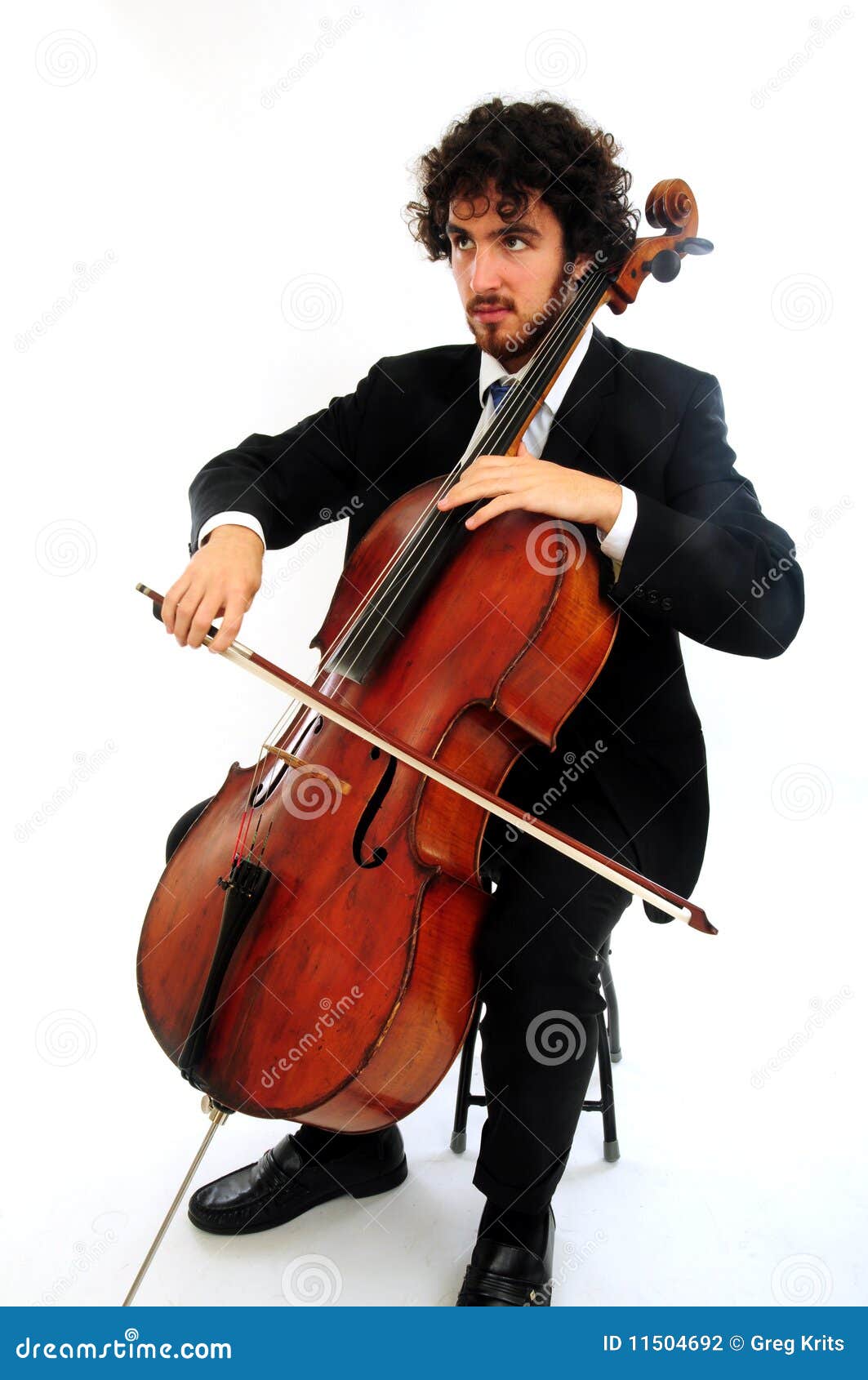 Portrait of Young Man with Cello Stock Photo - Image of glamour ...