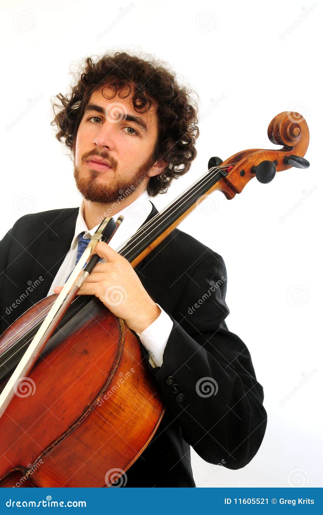 Portrait of Young Man with Cello Stock Image - Image of cheerful ...