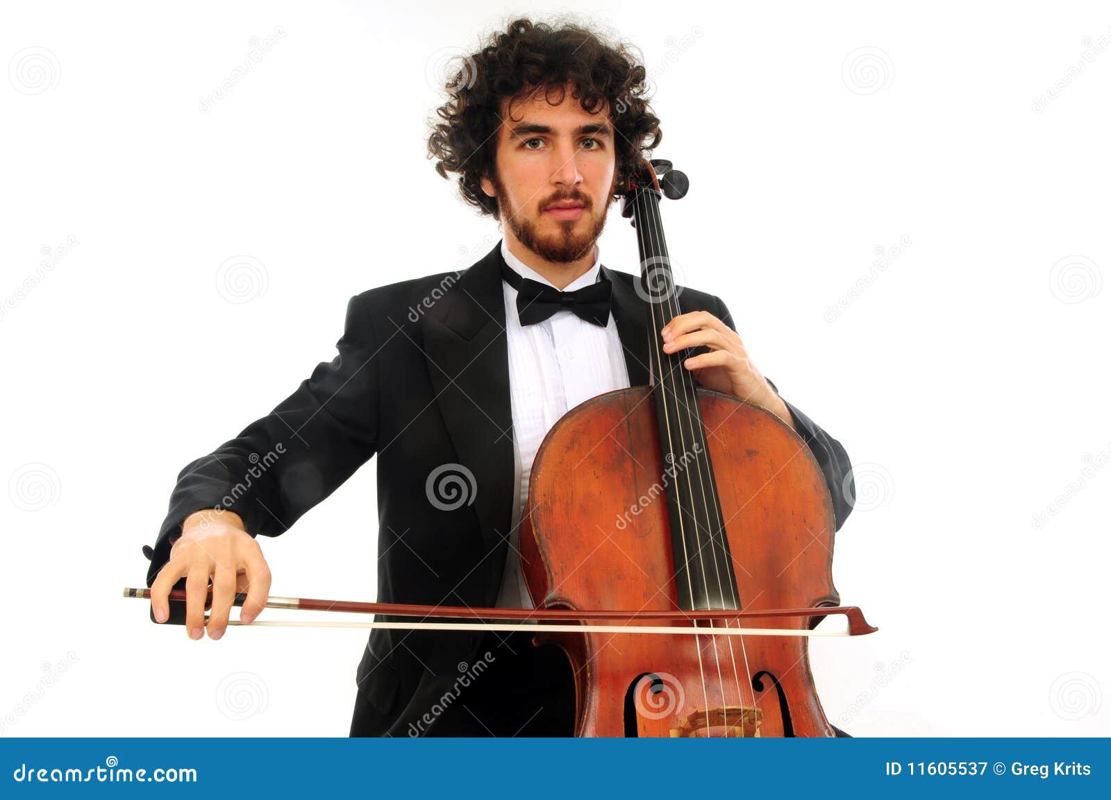Portrait of Young Man with Cello Stock Image - Image of happiness, male ...