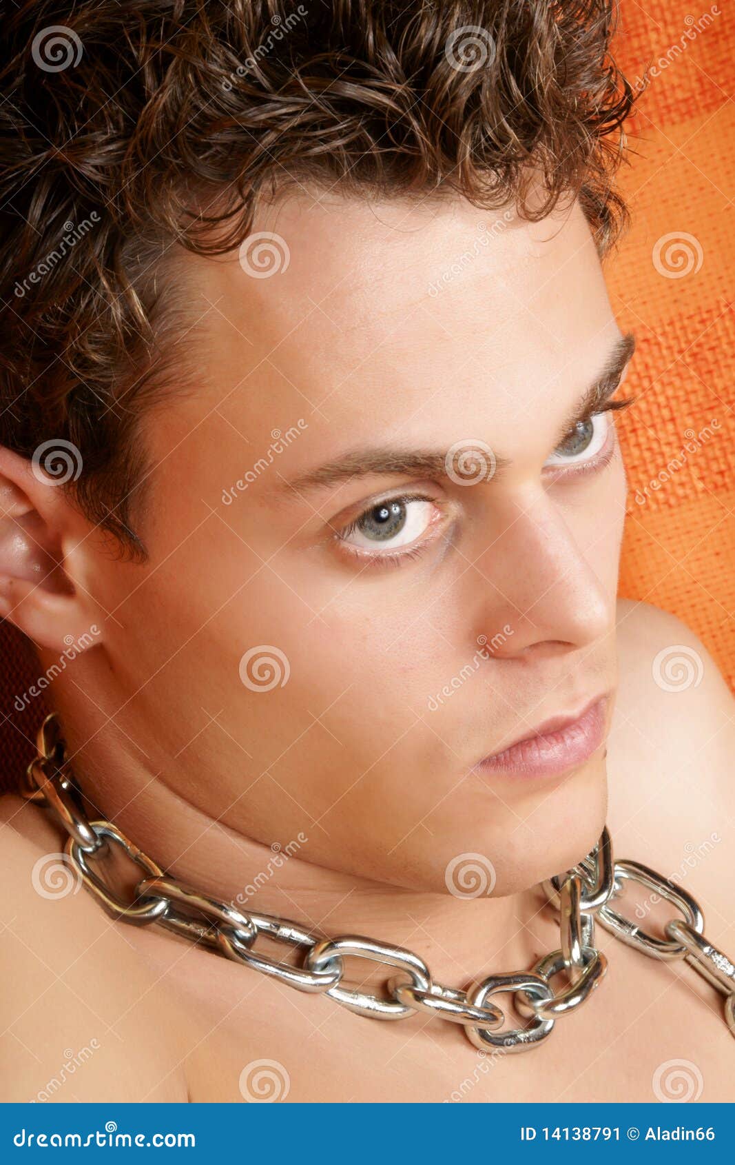 Portrait of a Young Man with Chain Stock Image - Image of young ...