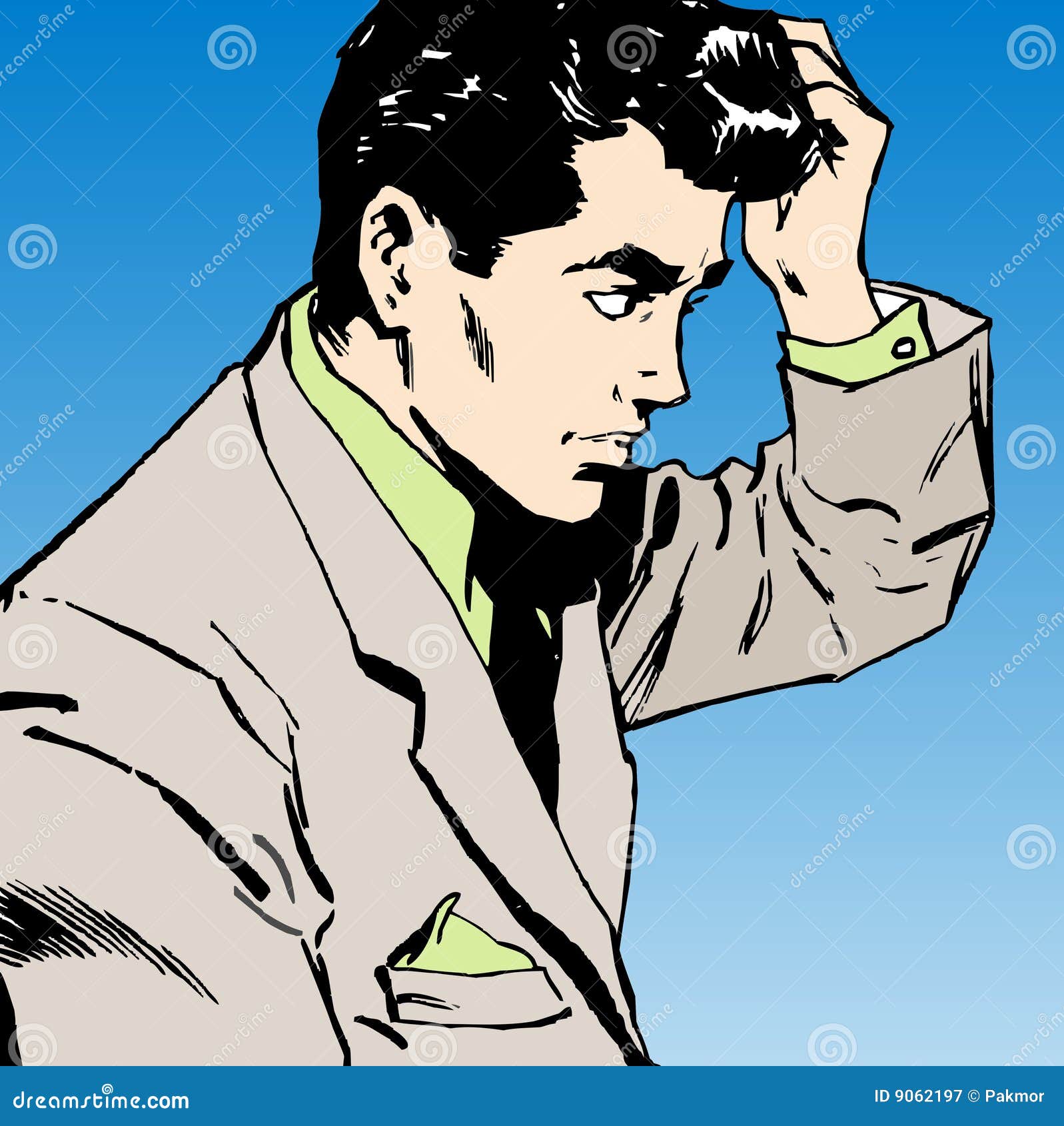 Portrait of a Young Man, Comic Style Stock Illustration - Illustration ...