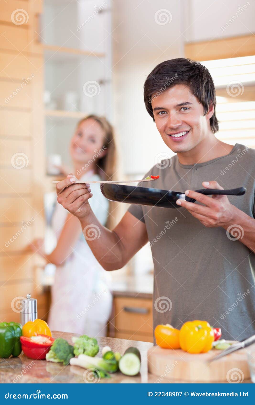 Portrait of a Young Man Cooking Stock Image - Image of dinner, leisure ...