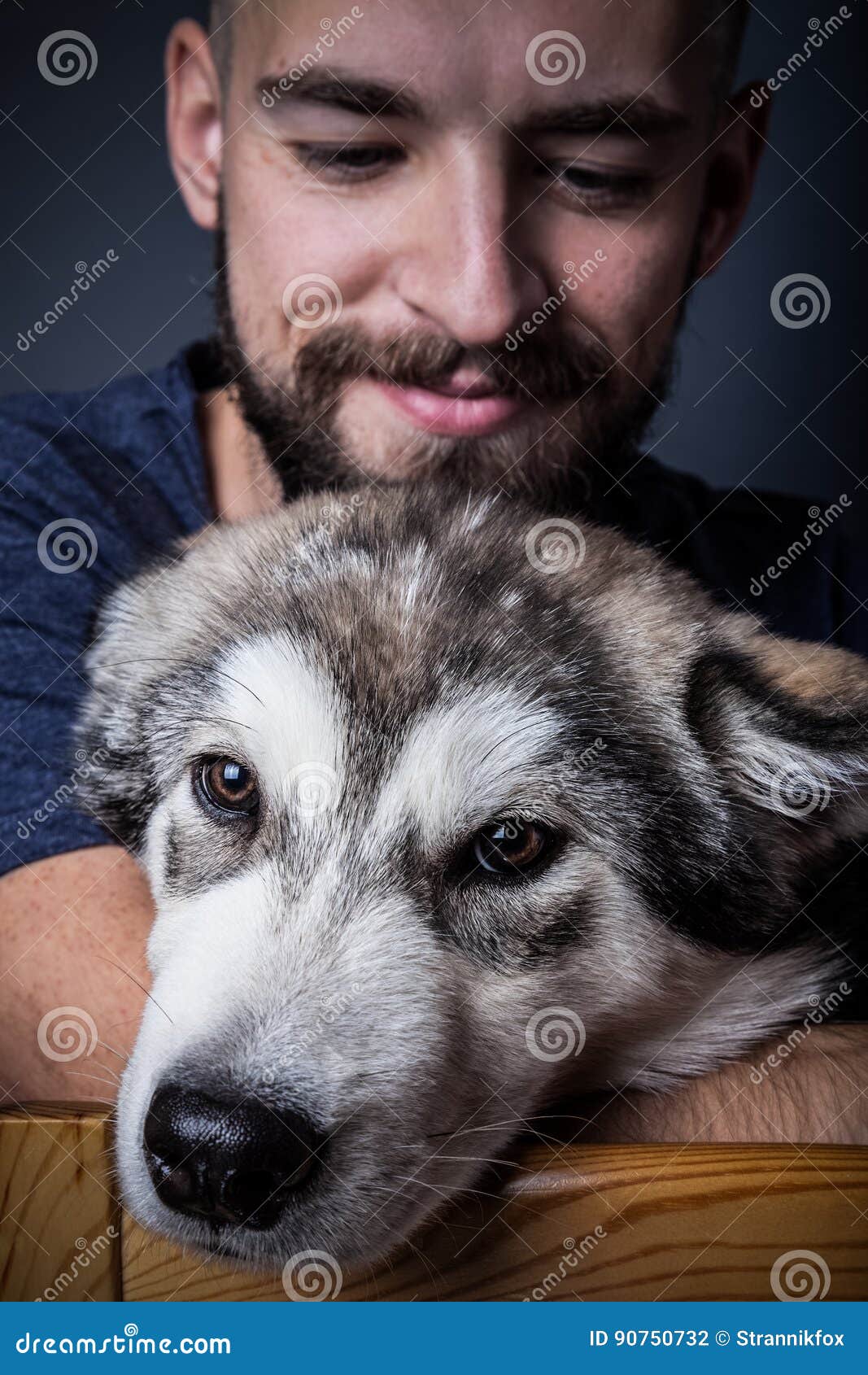 Portrait of a Young Man with a Dog. Toned Stock Photo - Image of adult ...