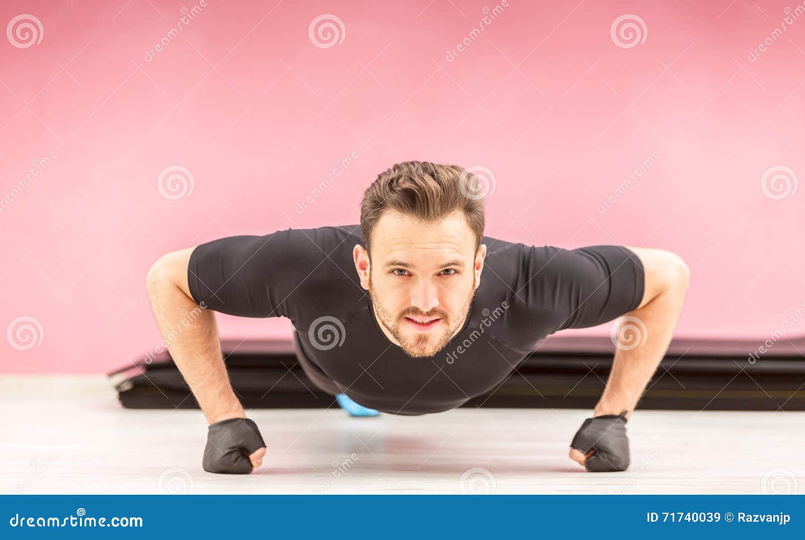 Portrait of a Young Man Doing Pushups Stock Image - Image of exercise ...