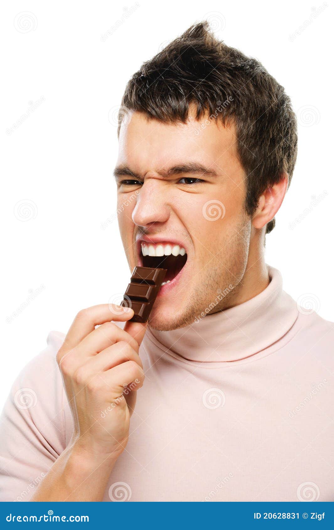 Portrait of Young Man Eating Stock Image - Image of handsome ...