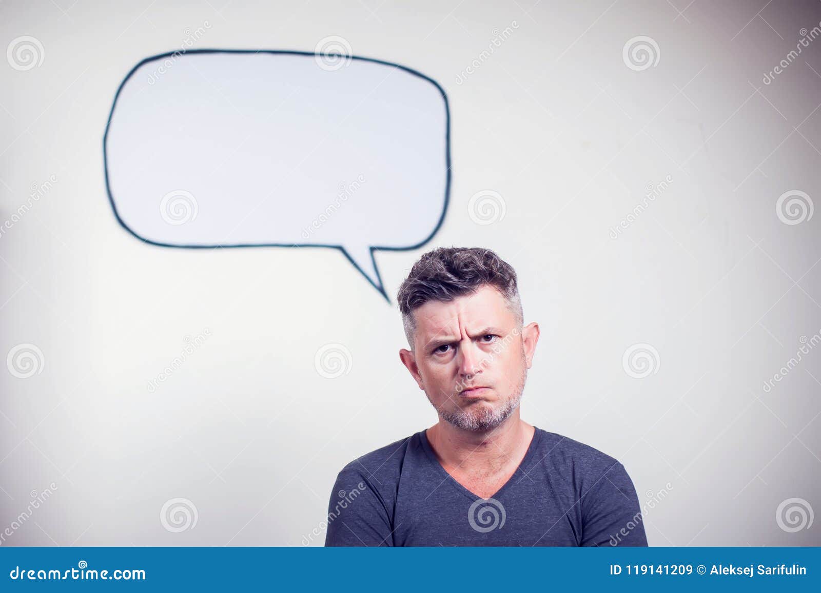 Portrait of a Young Man with a Empty Speech Bubble Over His Head Stock ...