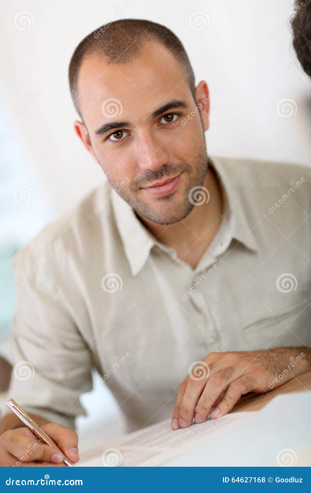 Portrait of Young Man Filling Forms Stock Photo - Image of test ...