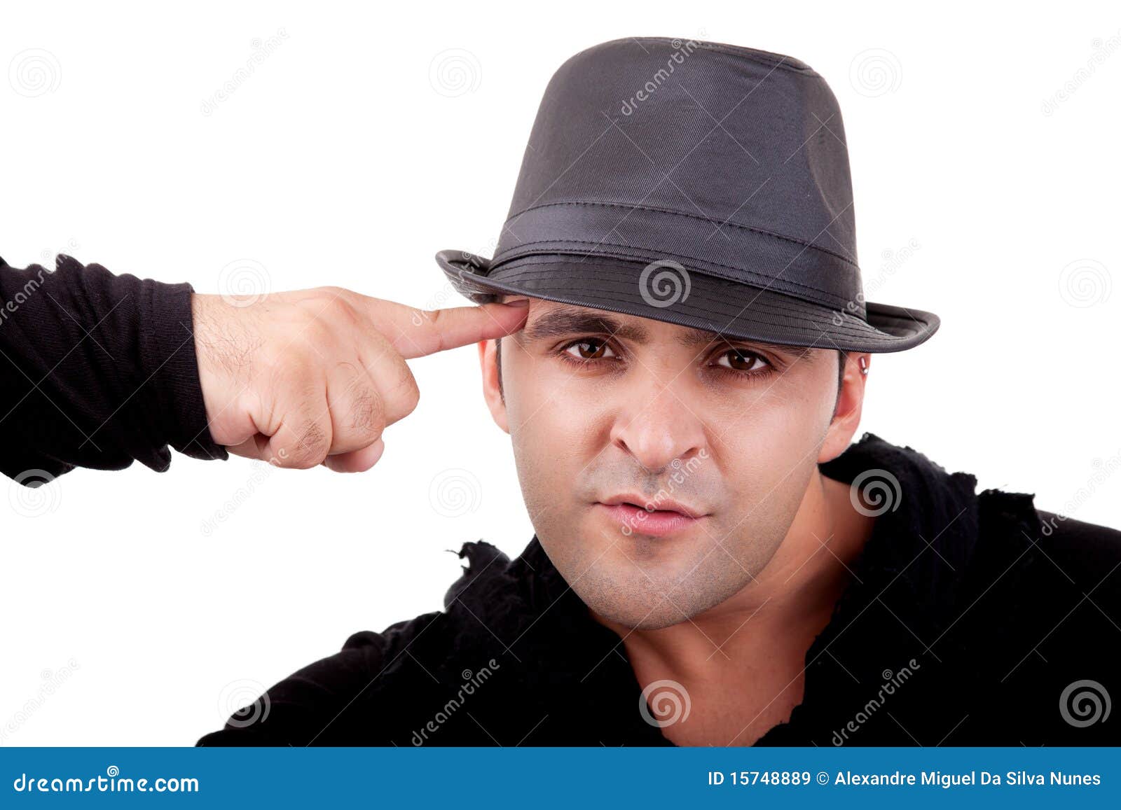 Portrait of a Young Man, with a Finger Pointing To Stock Image - Image ...