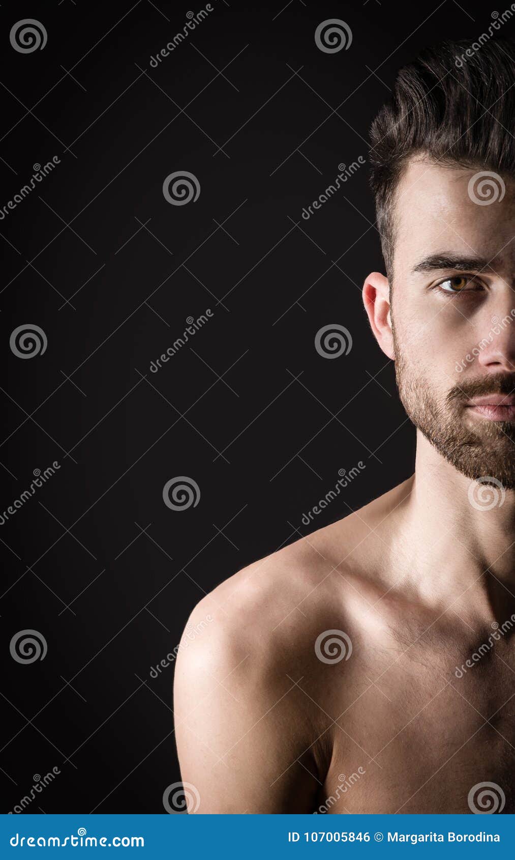 Portrait of a Young Man Half Face Stock Photo - Image of face, head ...