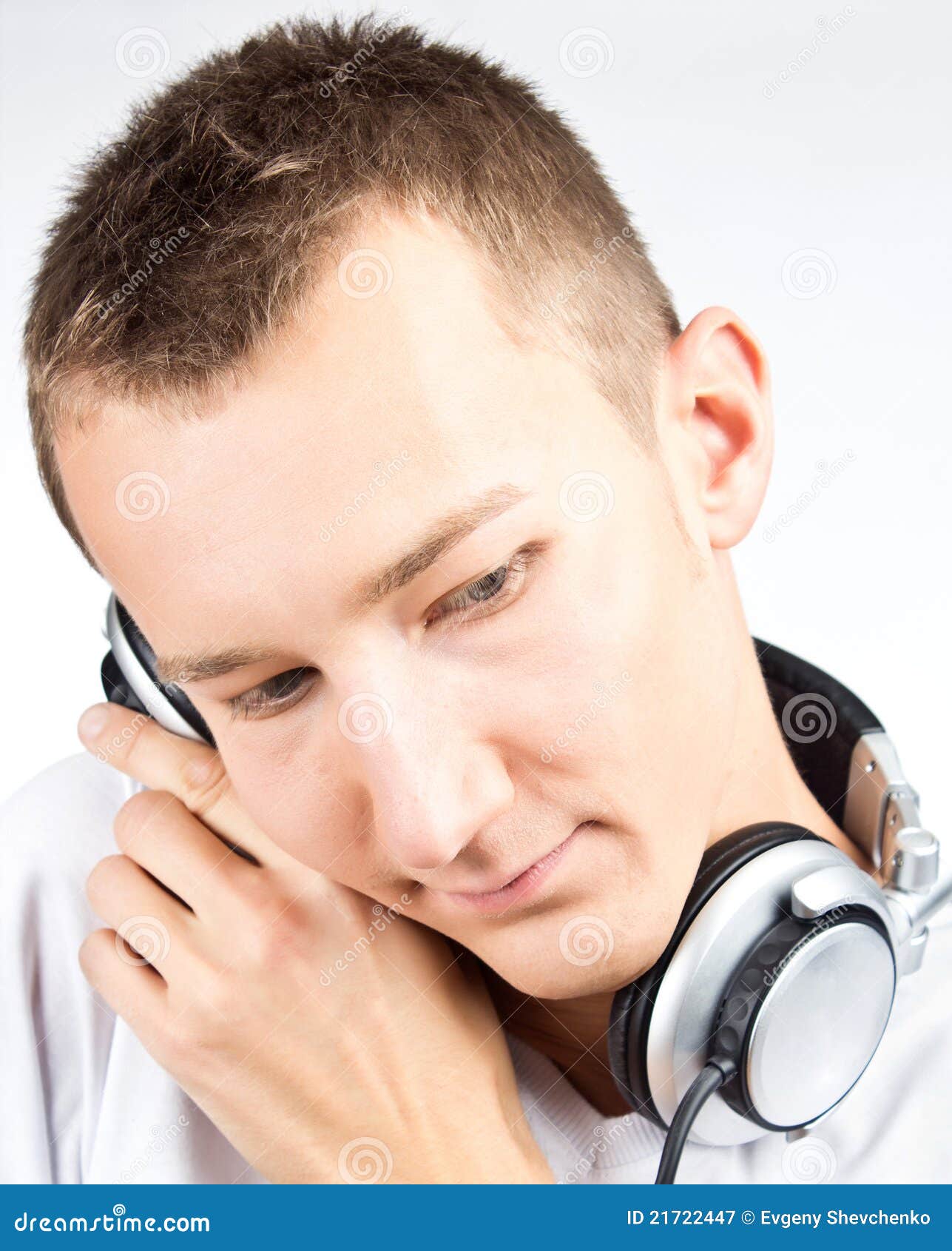 Portrait of Young Man with Headphones Stock Image - Image of expression ...