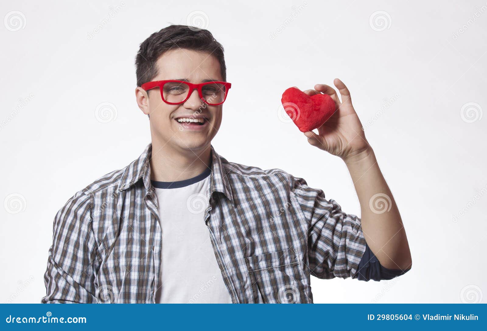 Portrait of a Young Man with Heart Shape Stock Photo - Image of romance ...