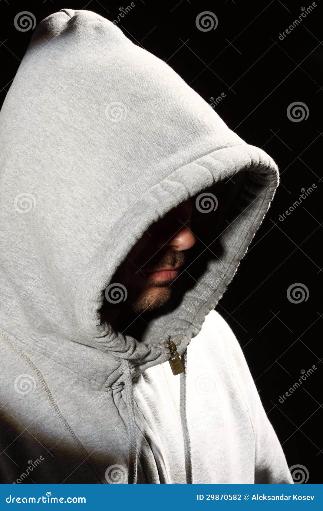 Man in a hood stock photo. Image of caucasian, outline - 29870582