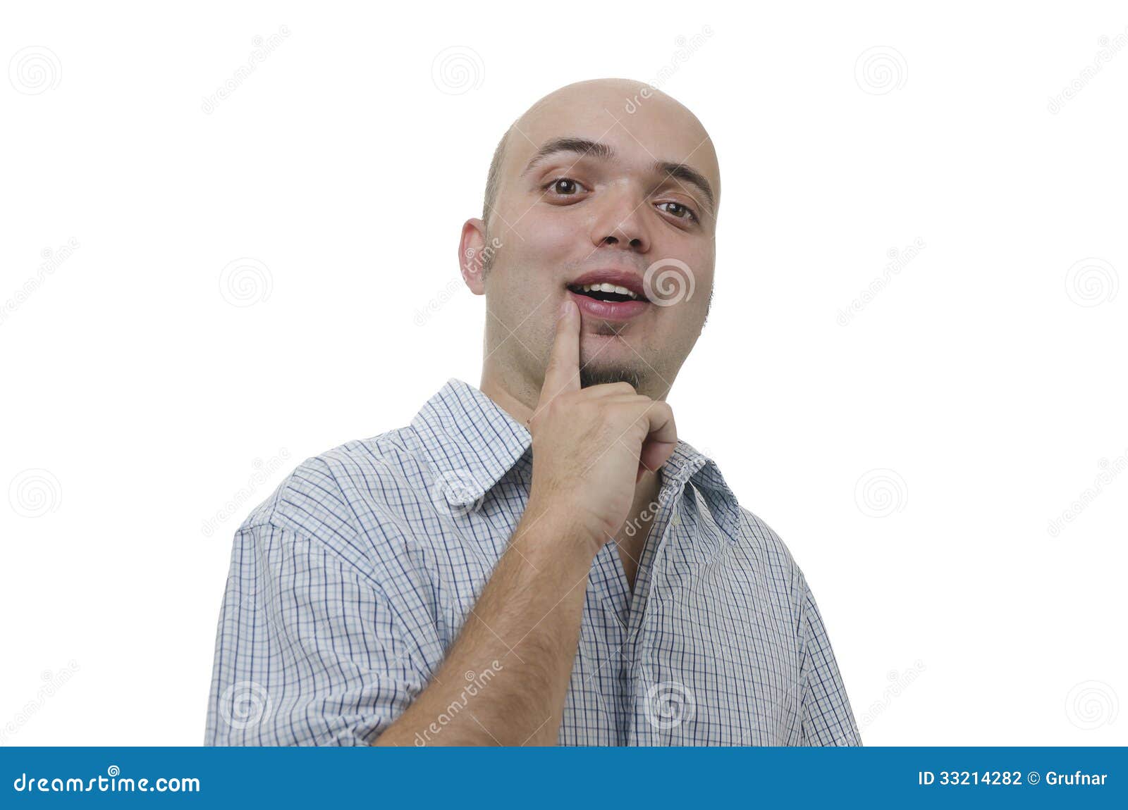 Portrait of a Young Man with Idea on White Background Stock Photo ...