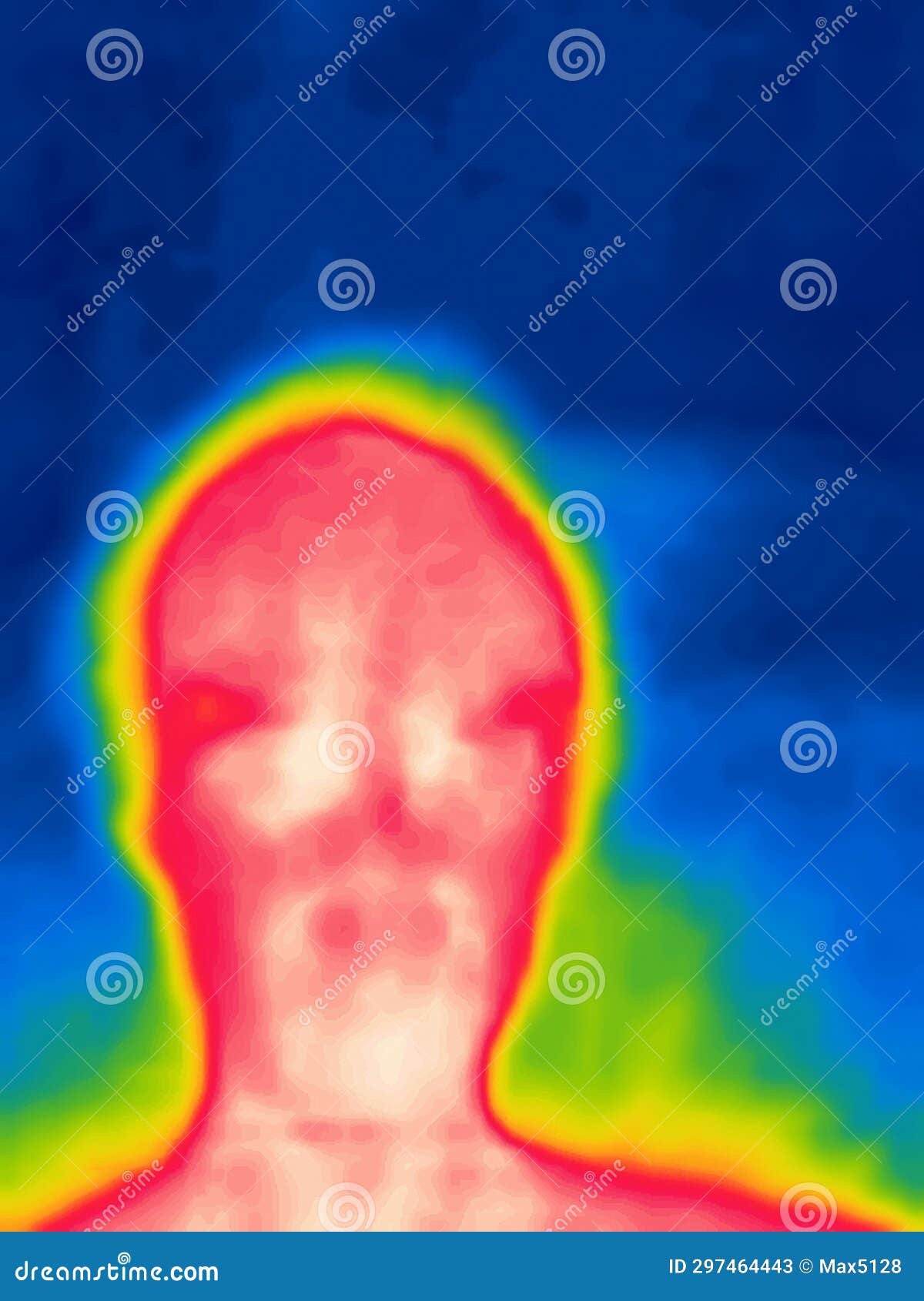 Portrait of Young Man and Infrared Rays Stock Illustration ...