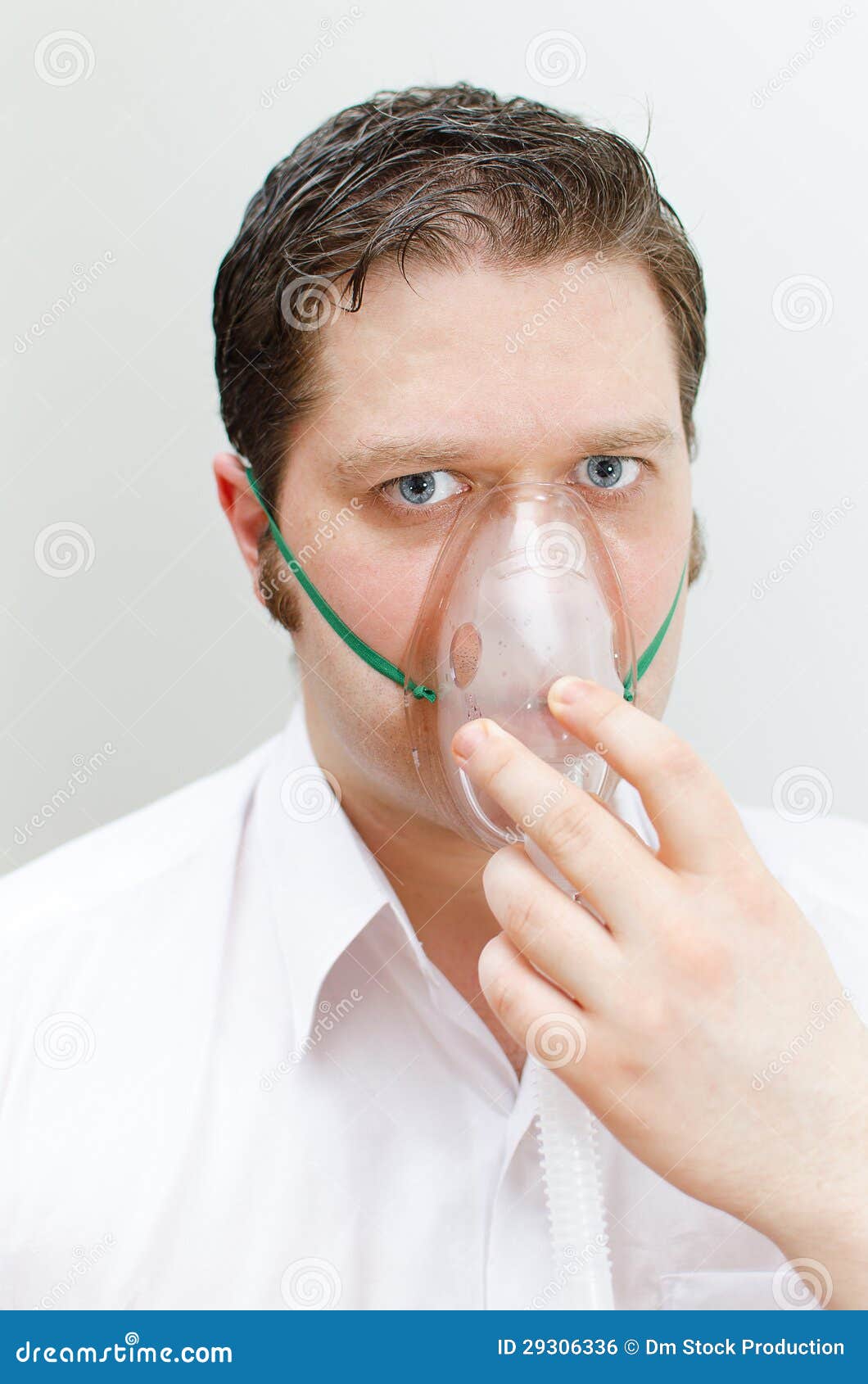 Portrait of Young Man with Inhalator Stock Photo - Image of head ...