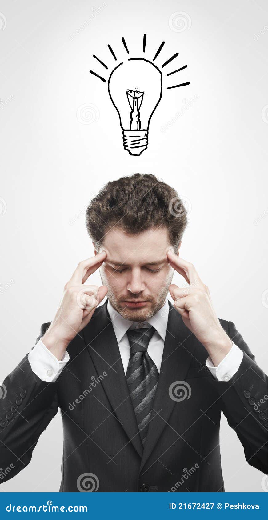 Portrait of a Young Man with Light Bulb Stock Image - Image of clever ...