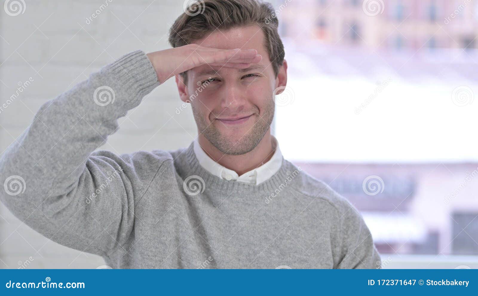 Portrait of Young Man Looking for Opportunity Stock Image - Image of ...
