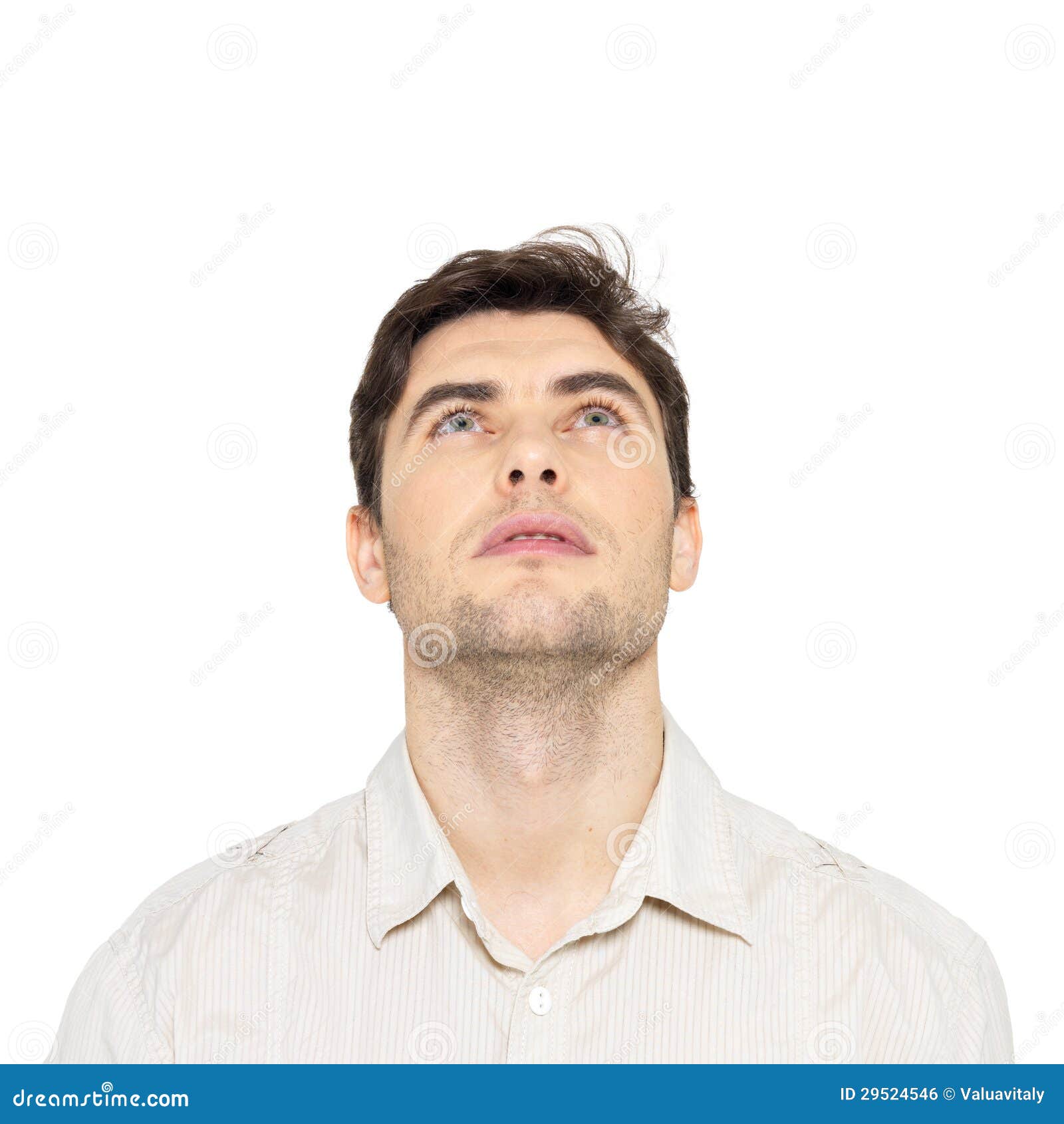 Portrait of Young Man Looking Up Stock Photo - Image of background ...