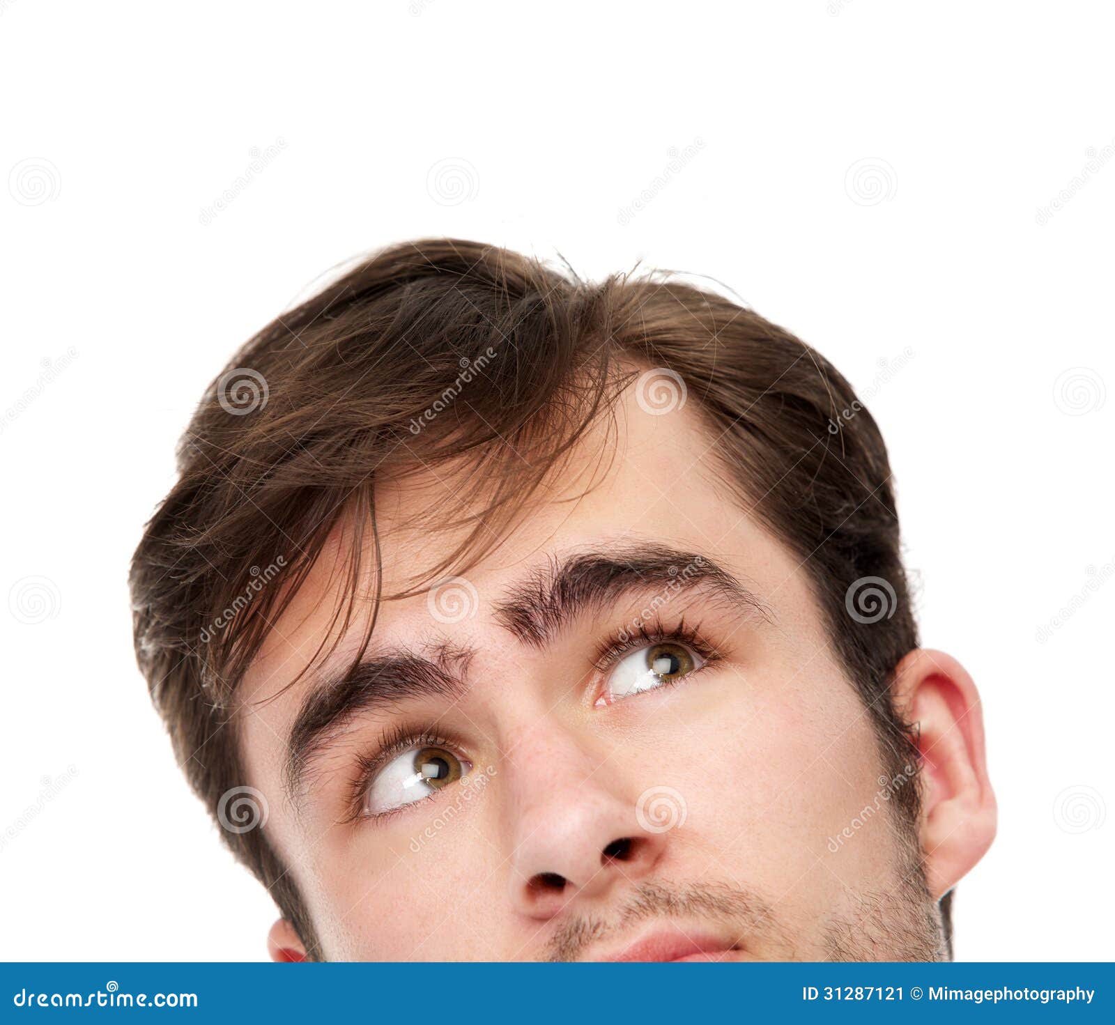 Portrait of a Young Man Looking Up Stock Image - Image of male ...