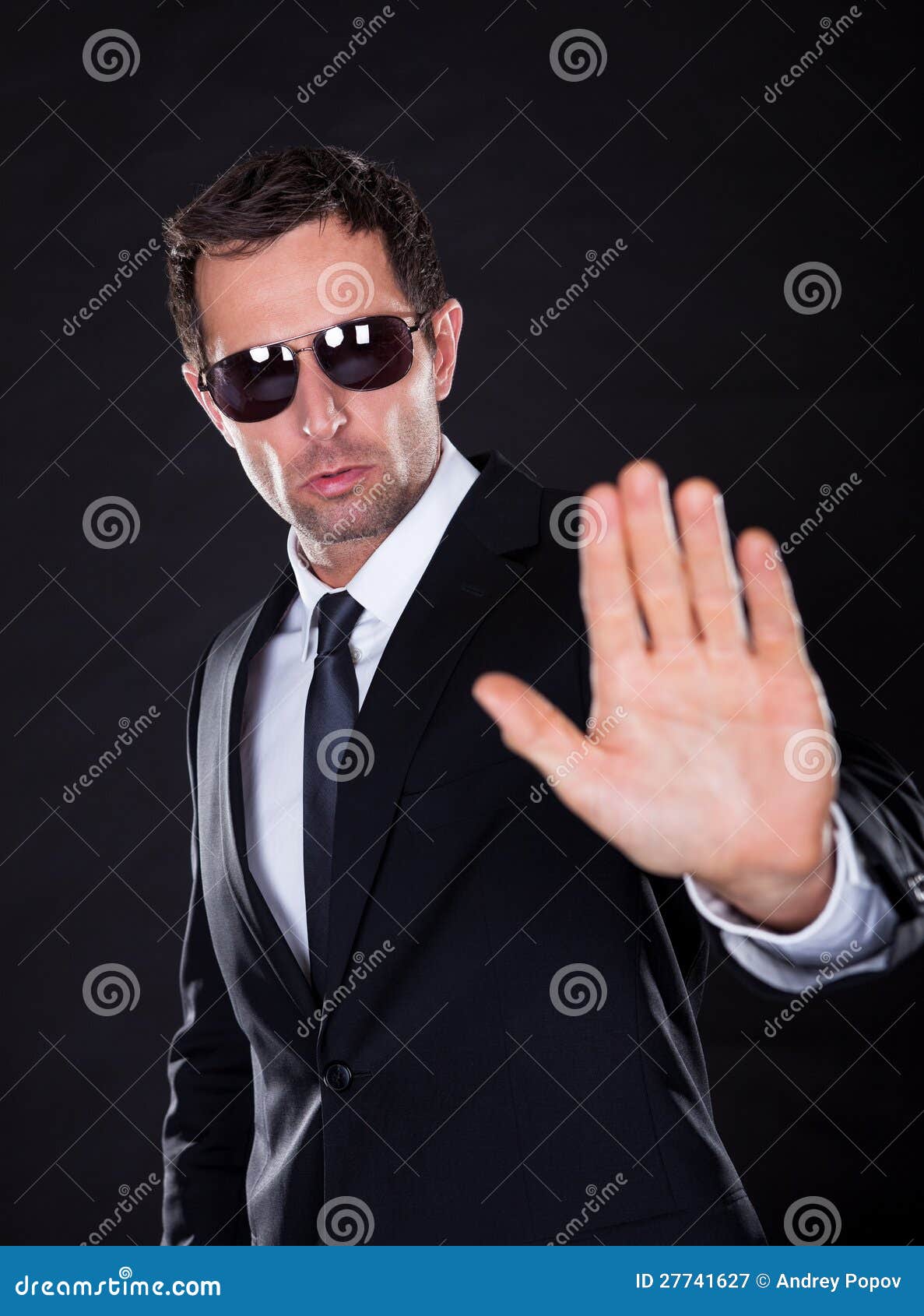 Portrait of Young Man Making Stop Gesture Stock Image - Image of ...