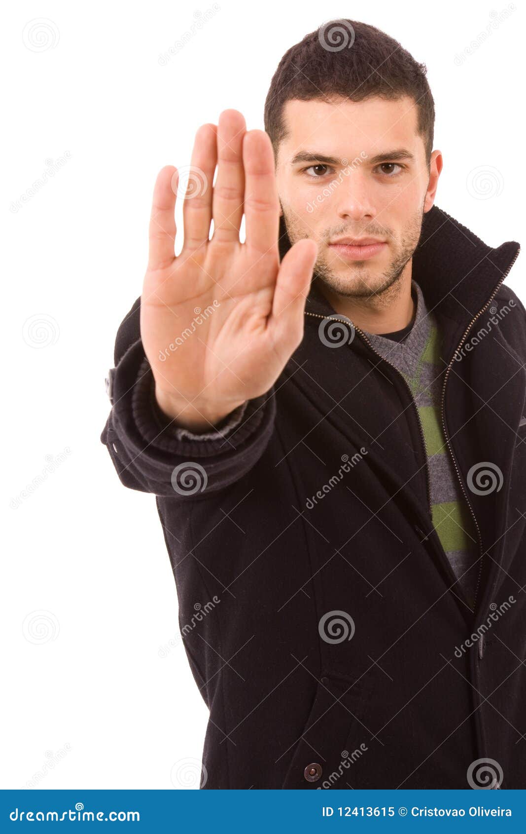 Portrait of Young Man Making Stop Sign Stock Image - Image of fuzz ...
