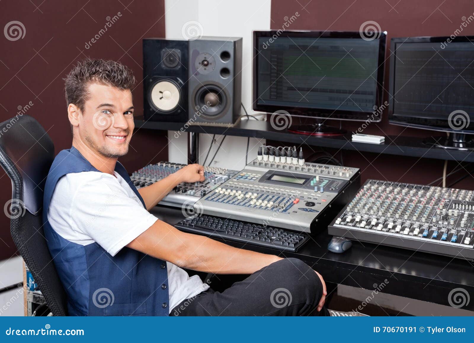 Portrait of Young Man Mixing Audio in Recording Studio Stock Image ...