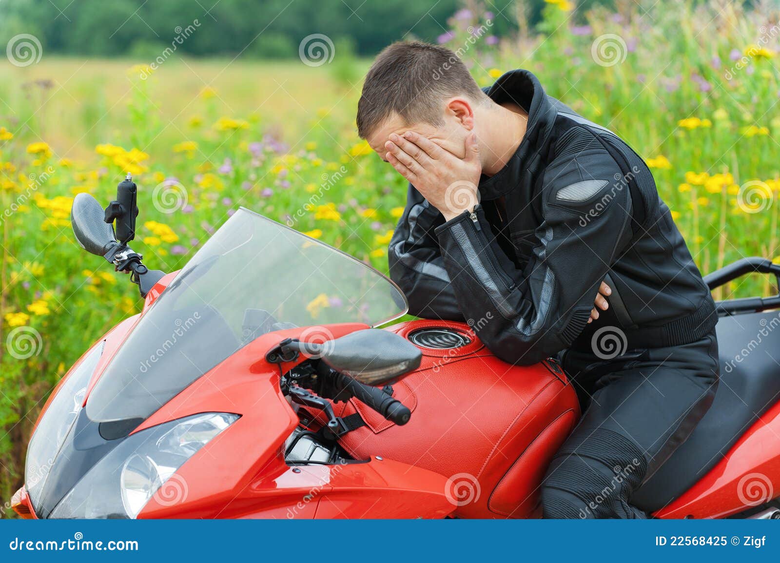 Portrait Young Man Motorcyclist Stock Image - Image of journey ...
