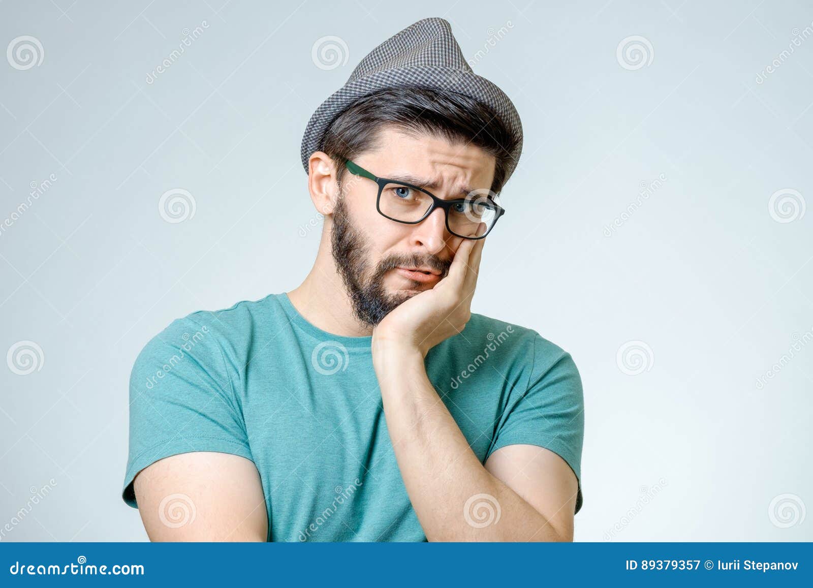 Portrait of Young Man with Sad Face Expression Stock Image - Image of ...