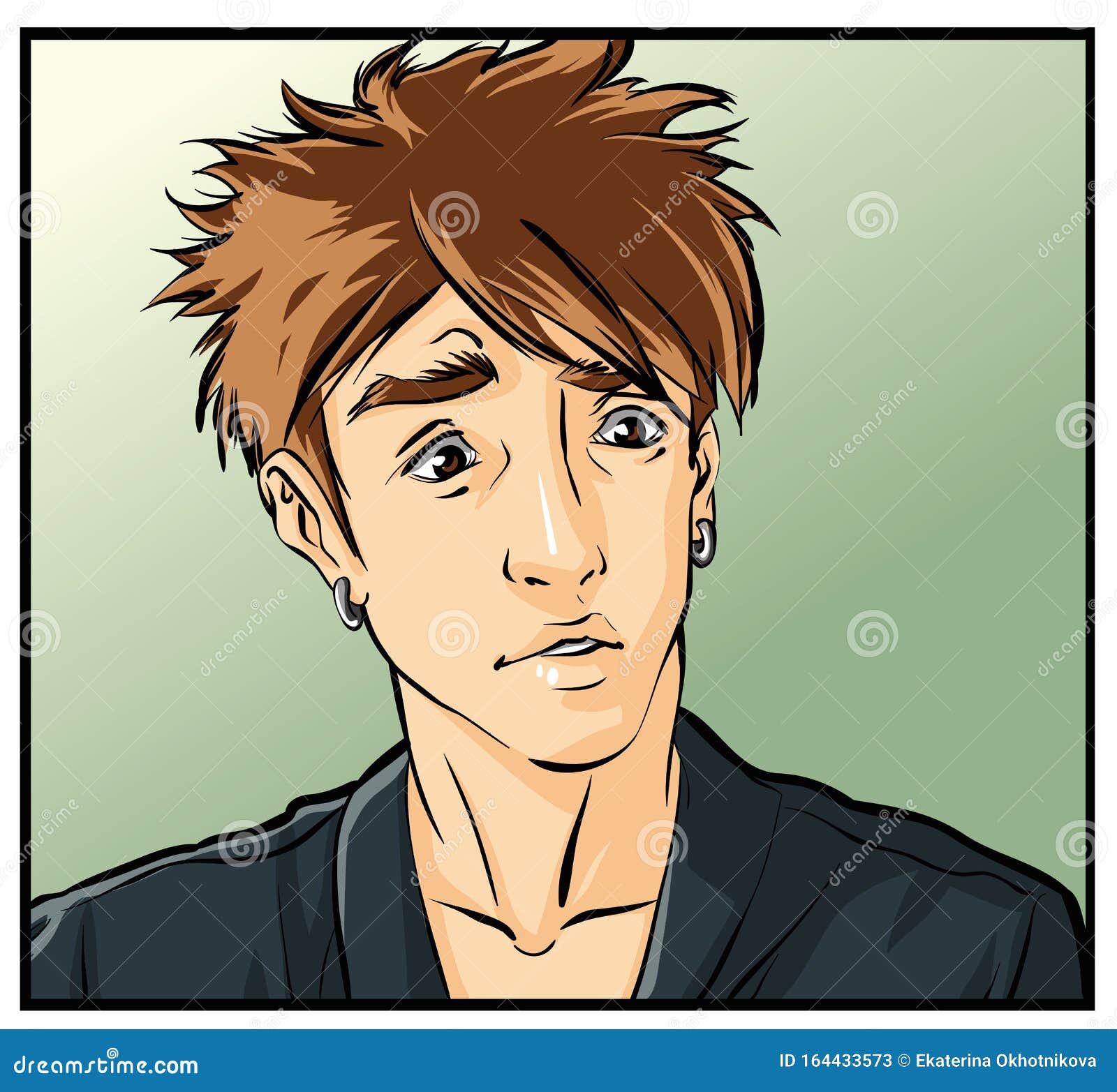 Portrait of Young Man with Sad Face. Stock Vector - Illustration of ...