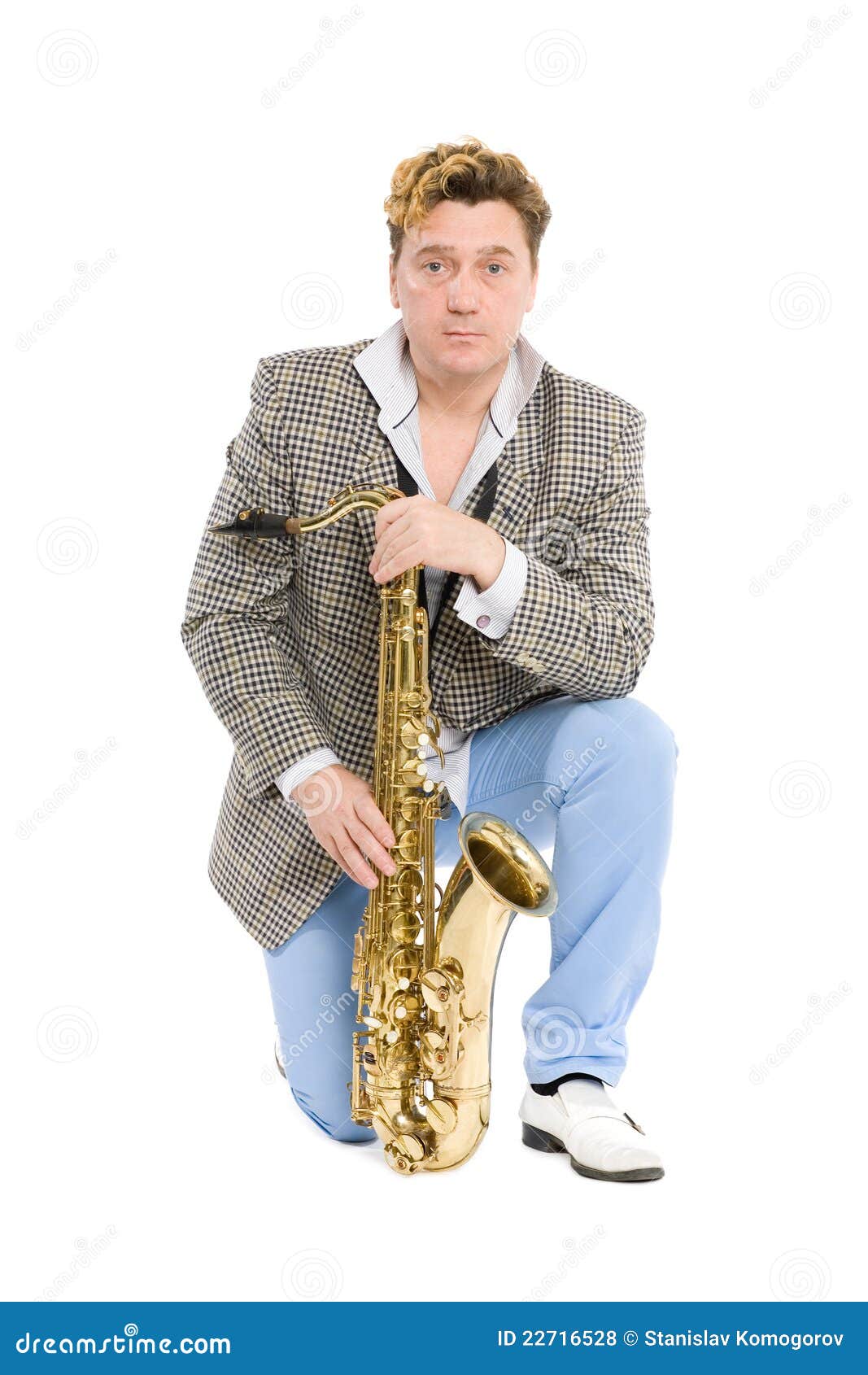Portrait of a Young Man with a Saxophone Stock Photo - Image of people ...