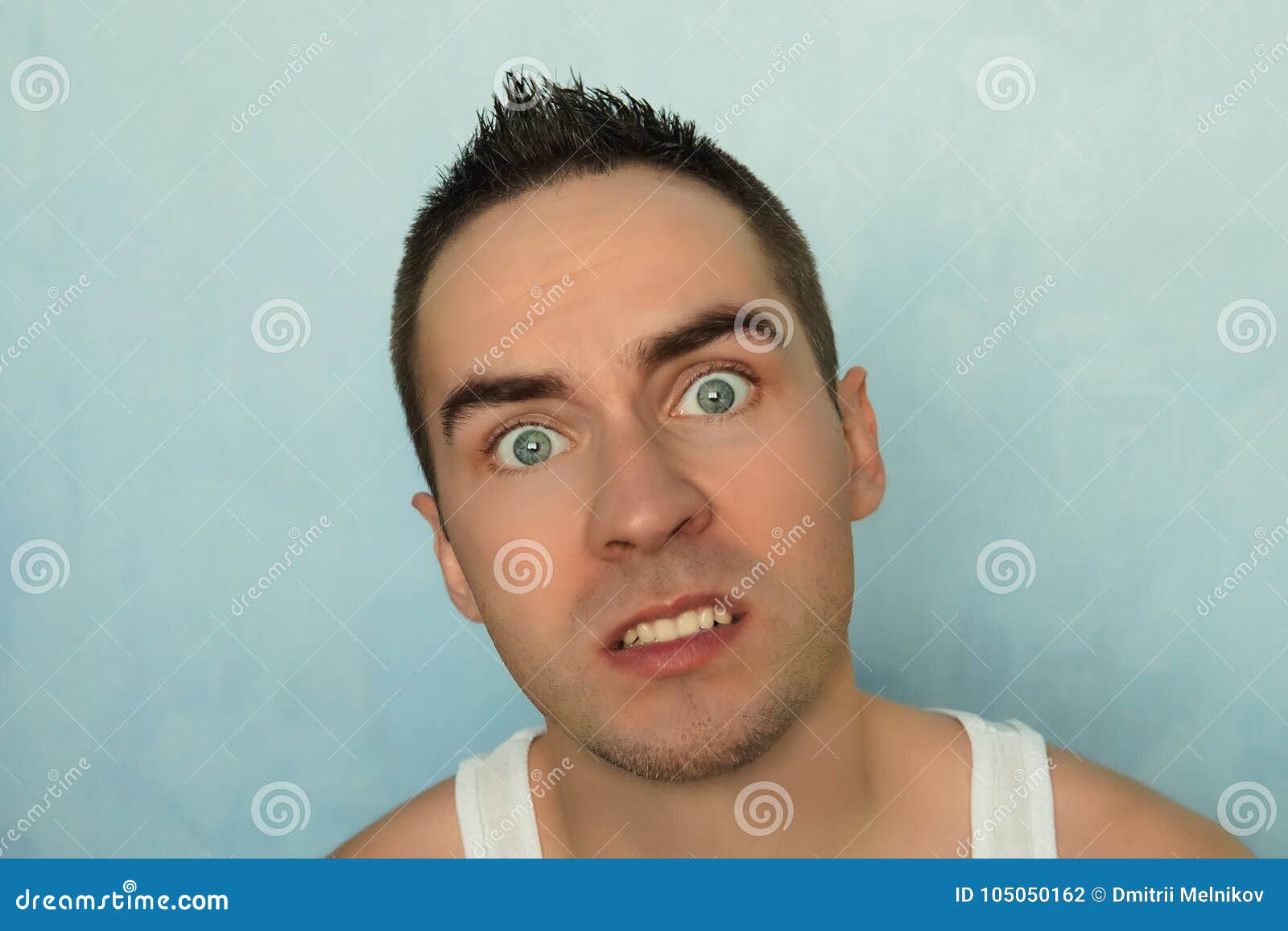 Portrait of Young Man with Scared Expression Stock Photo - Image of ...