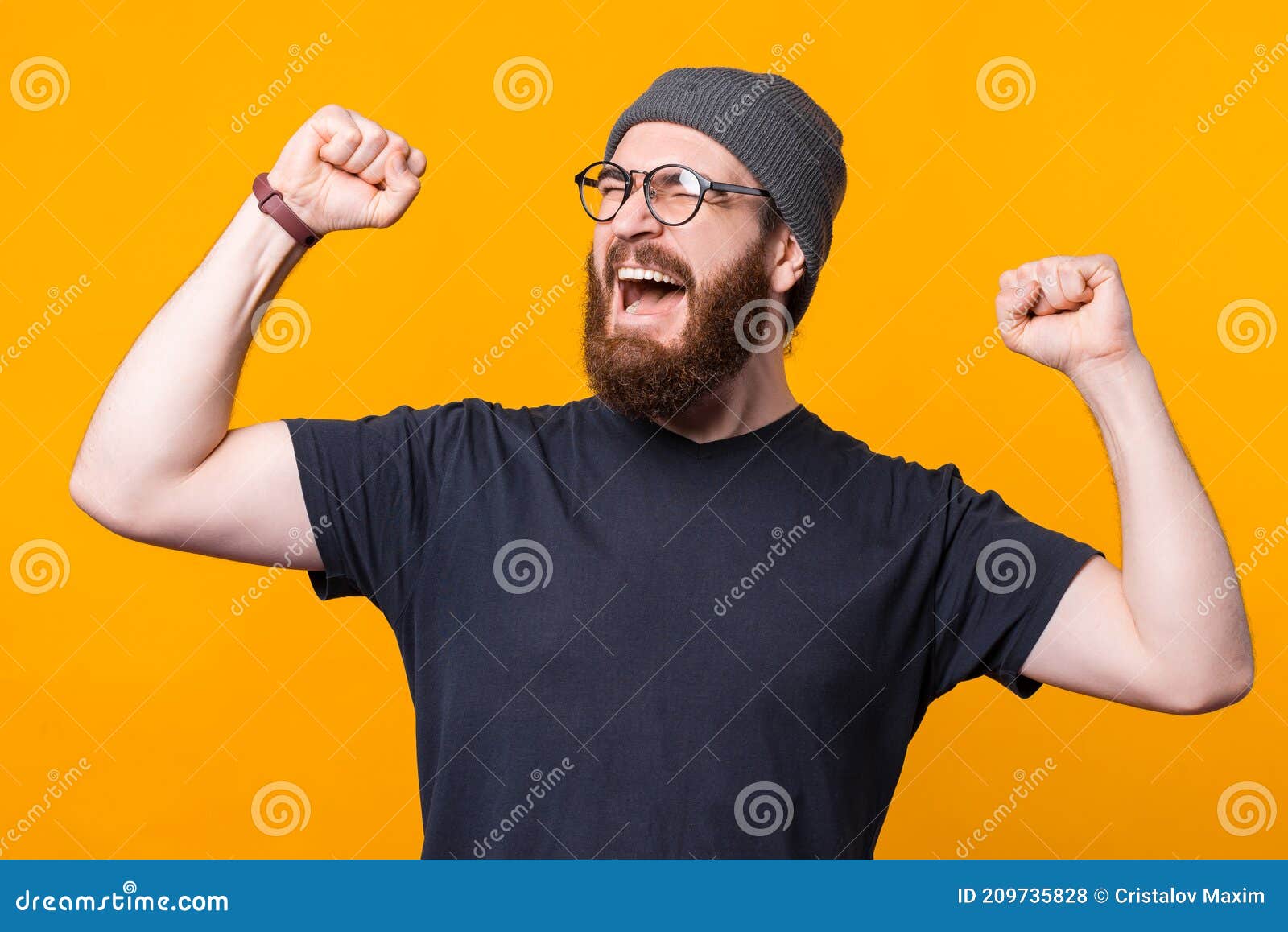 A Portrait of a Young Man Screaming of Excitement Stock Photo - Image ...