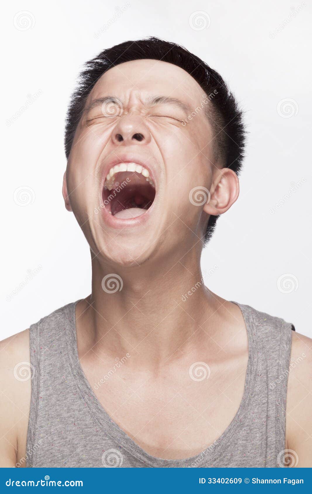 Portrait of Young Man Screaming, Mouth Open, Studio Shot Stock Image ...