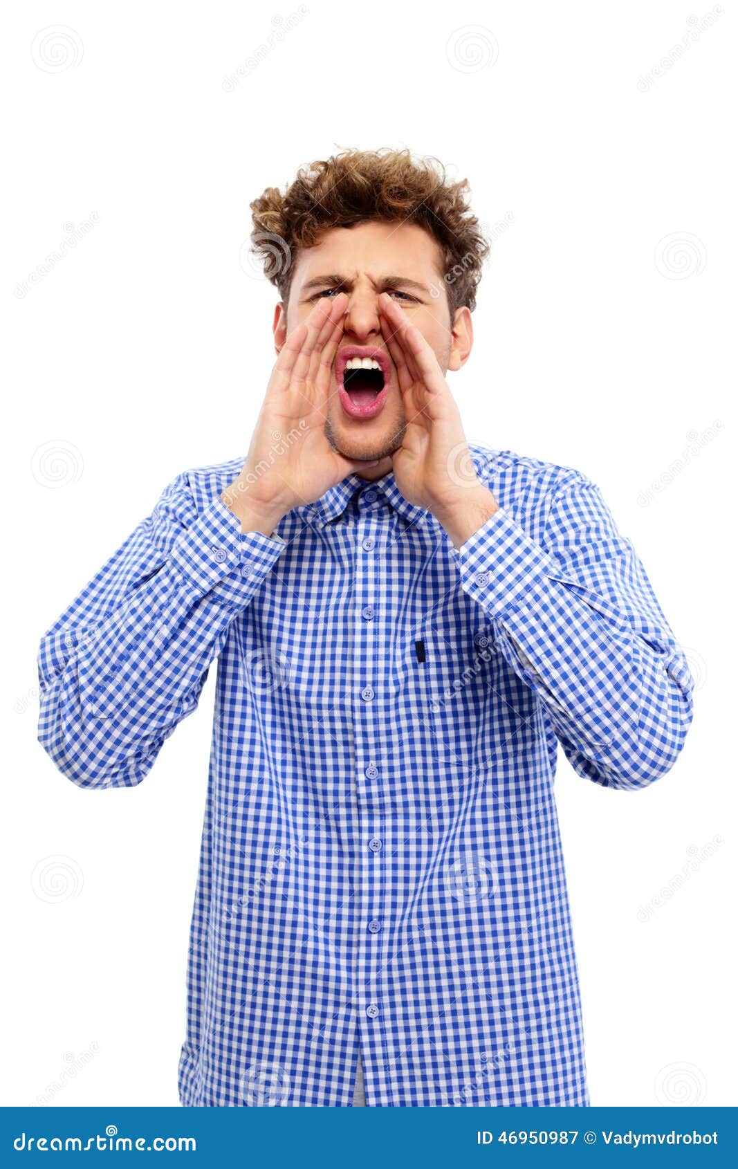 Portrait of a Young Man Screaming Stock Image - Image of casual, camera ...