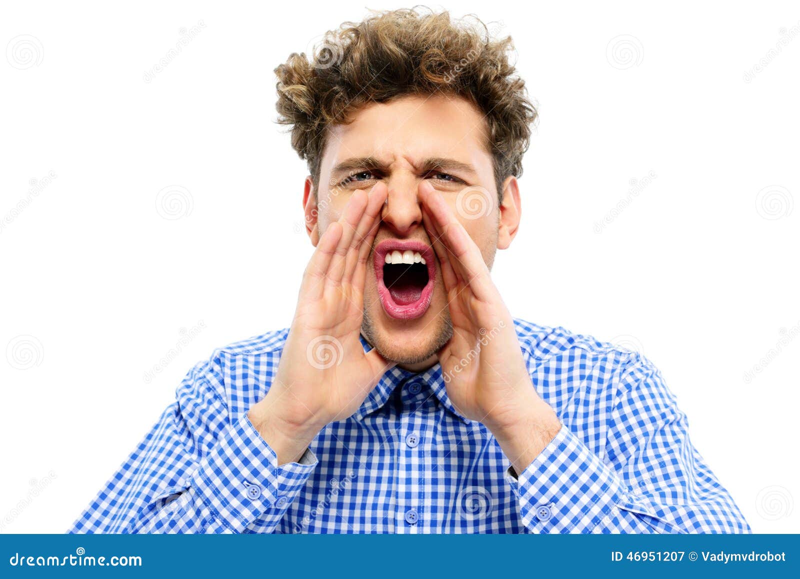 Portrait of a Young Man Screaming Stock Image - Image of front ...