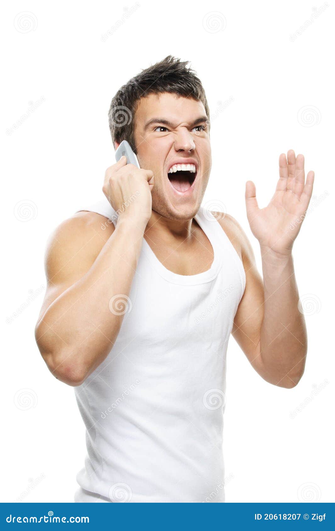 Portrait of Young Man Shouting on Stock Image - Image of business ...