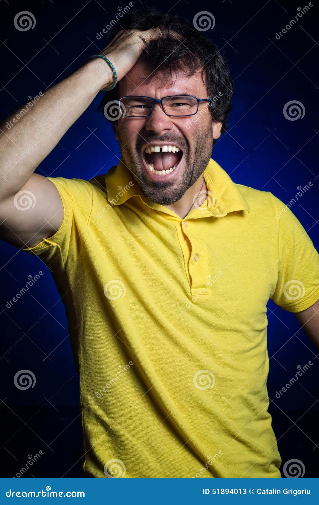 Portrait of Young Man Shouting Stock Image - Image of face, energy ...