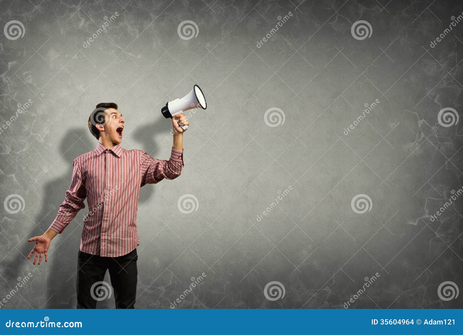Portrait of a Young Man Shouting Using Megaphone Stock Photo - Image of ...
