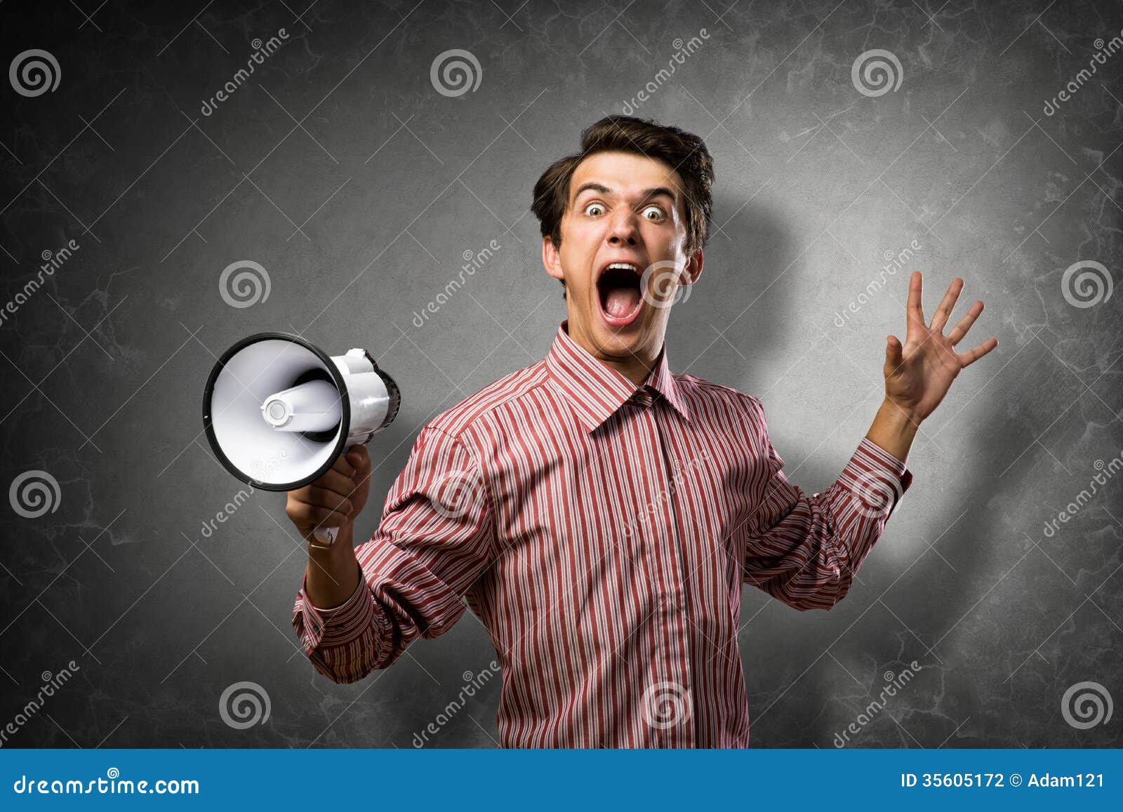 Portrait of a Young Man Shouting Using Megaphone Stock Photo - Image of ...