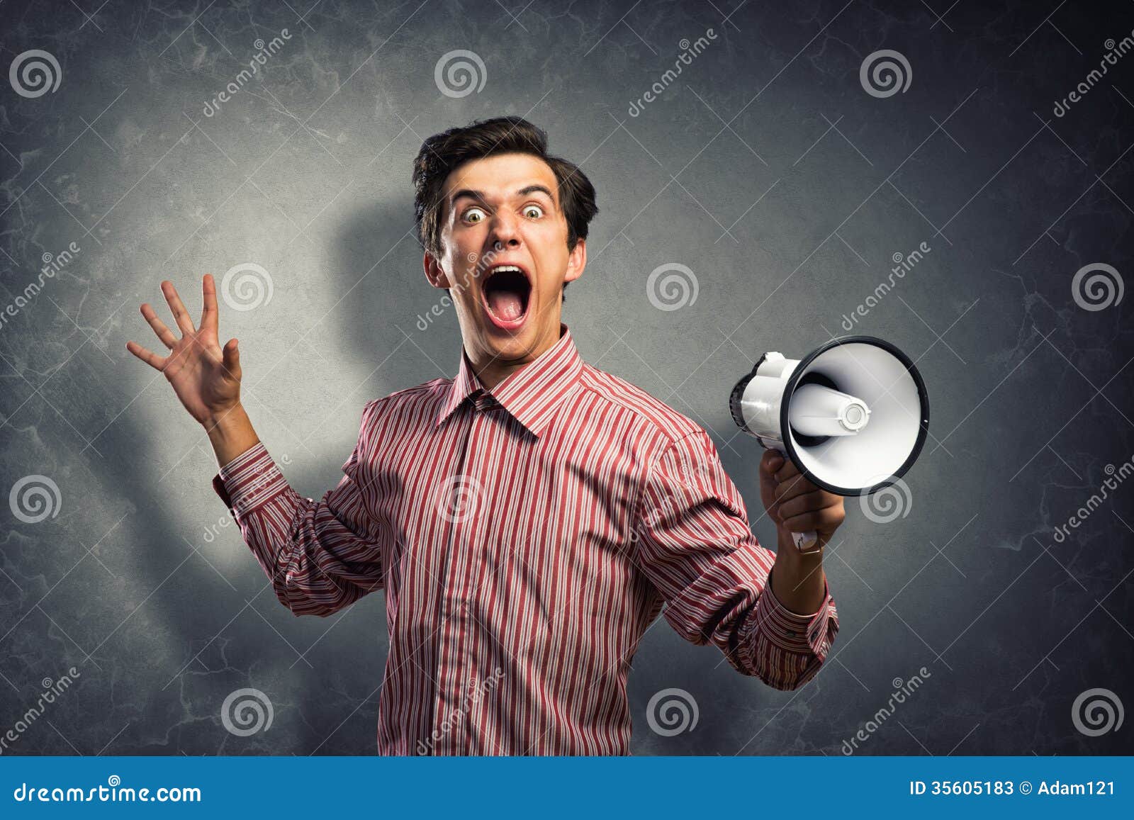 Portrait of a Young Man Shouting Using Megaphone Stock Image - Image of ...