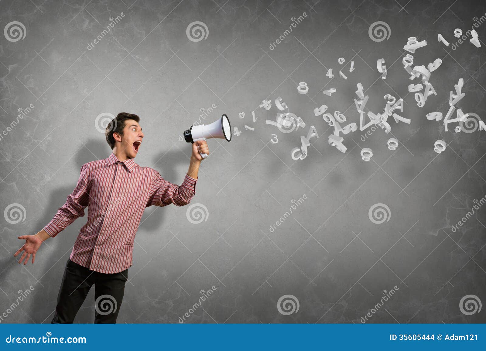 Portrait of a Young Man Shouting Using Megaphone Stock Photo - Image of ...